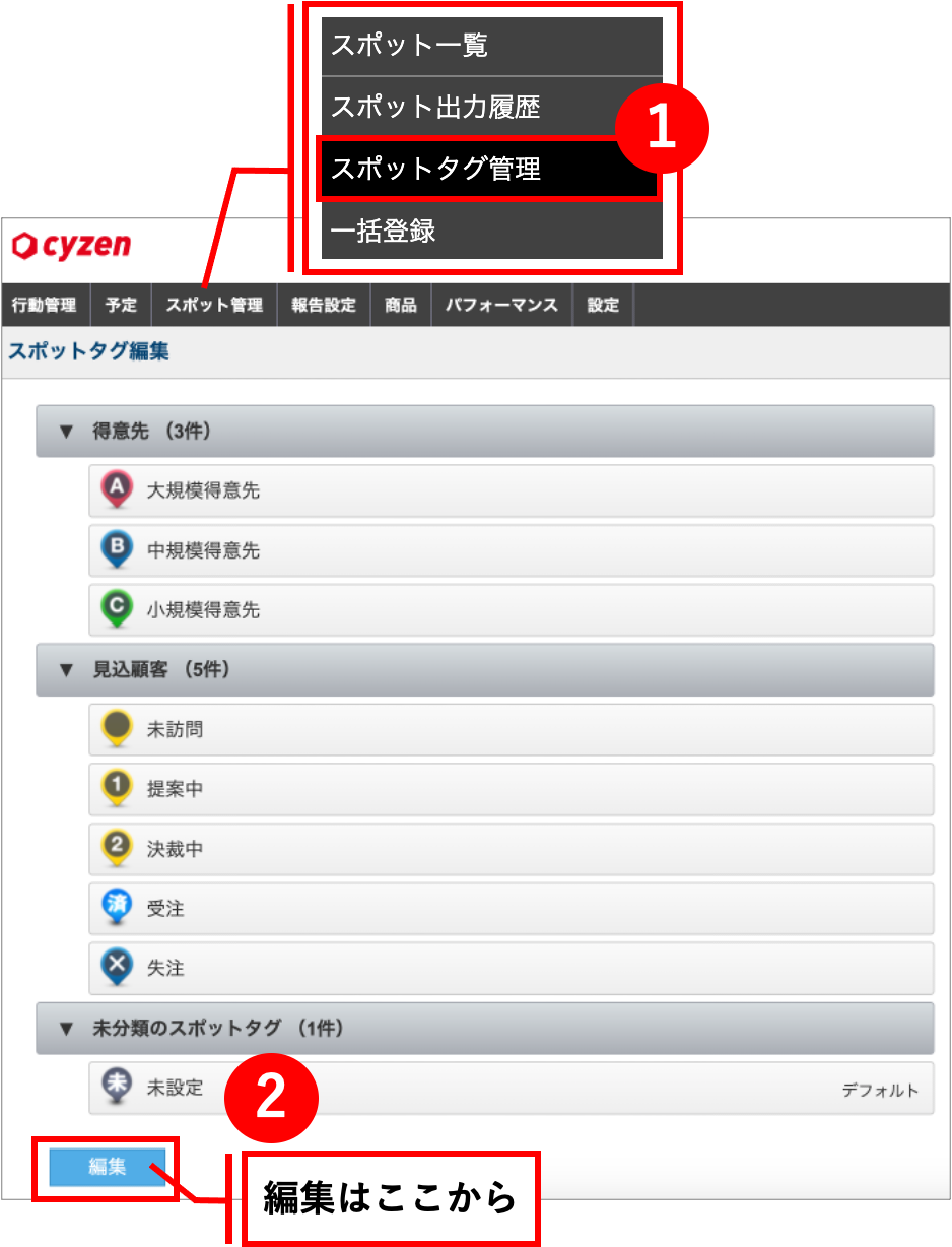 スポットタグを設定してみよう
